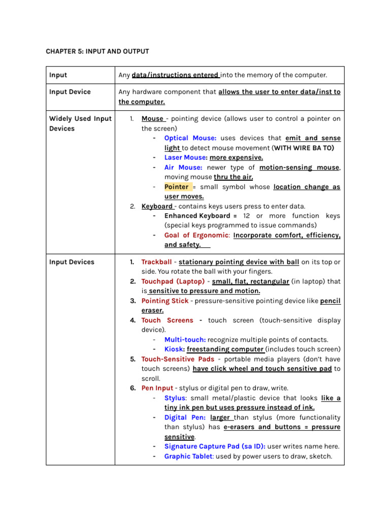 CH5 - Input and Output | PDF