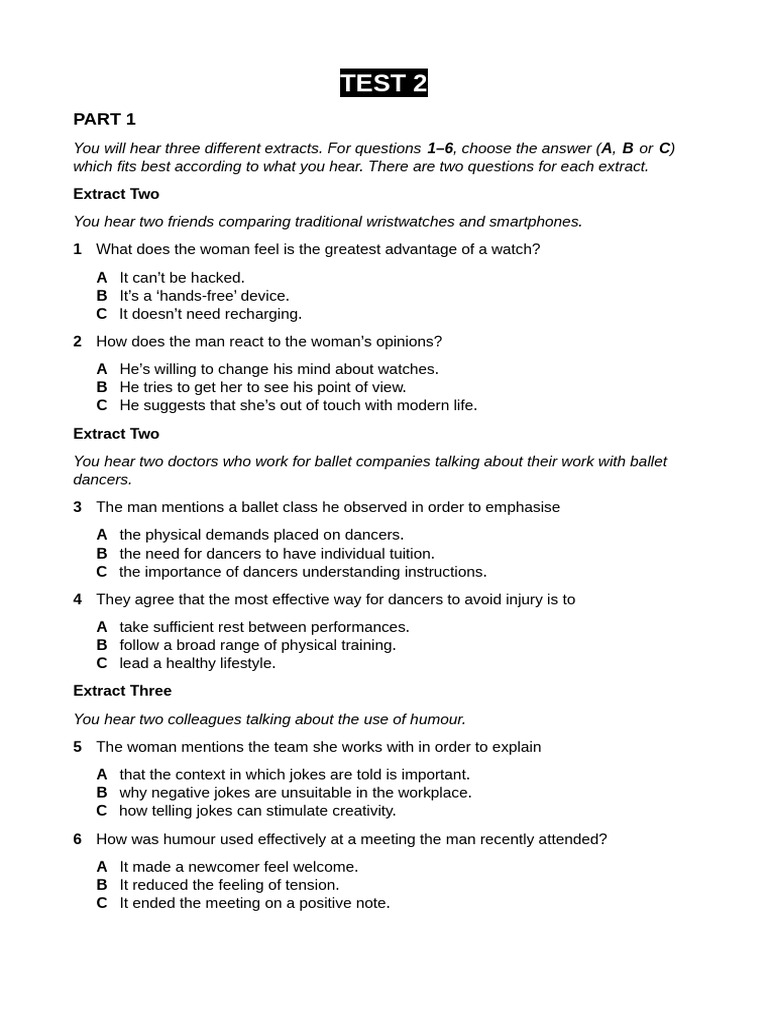 Test 2 - Listening | PDF