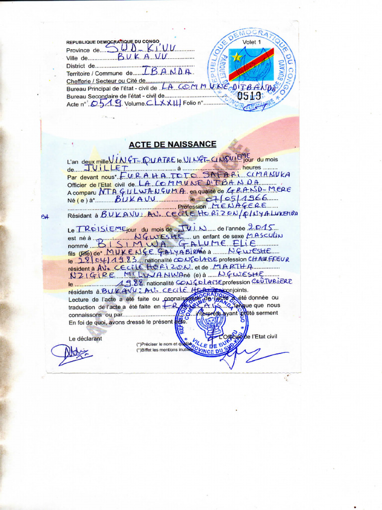 Acte de Naissance | PDF