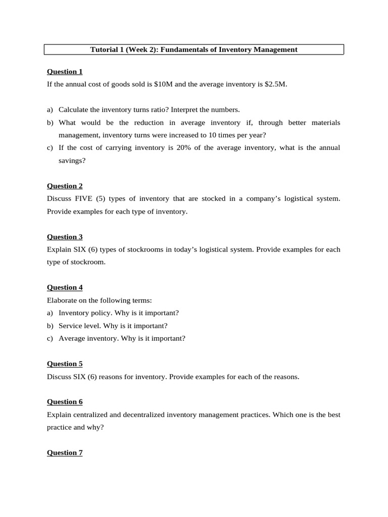 WIM Tutorial Questions | PDF