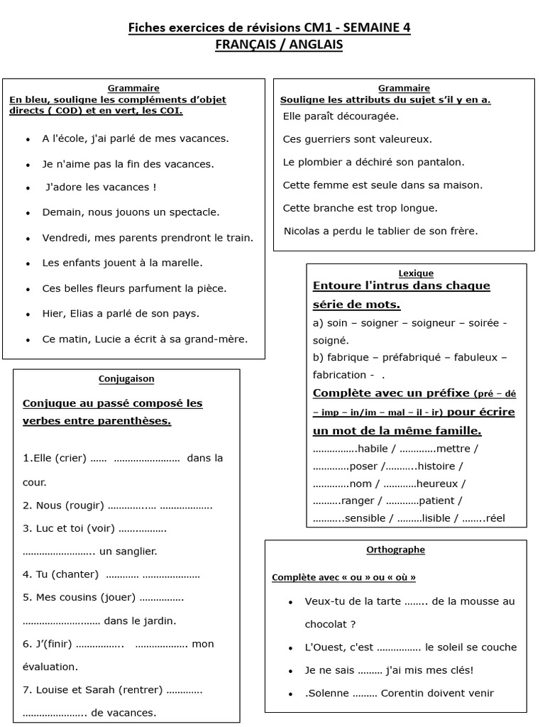 Exercices de Révisions CM1 | PDF