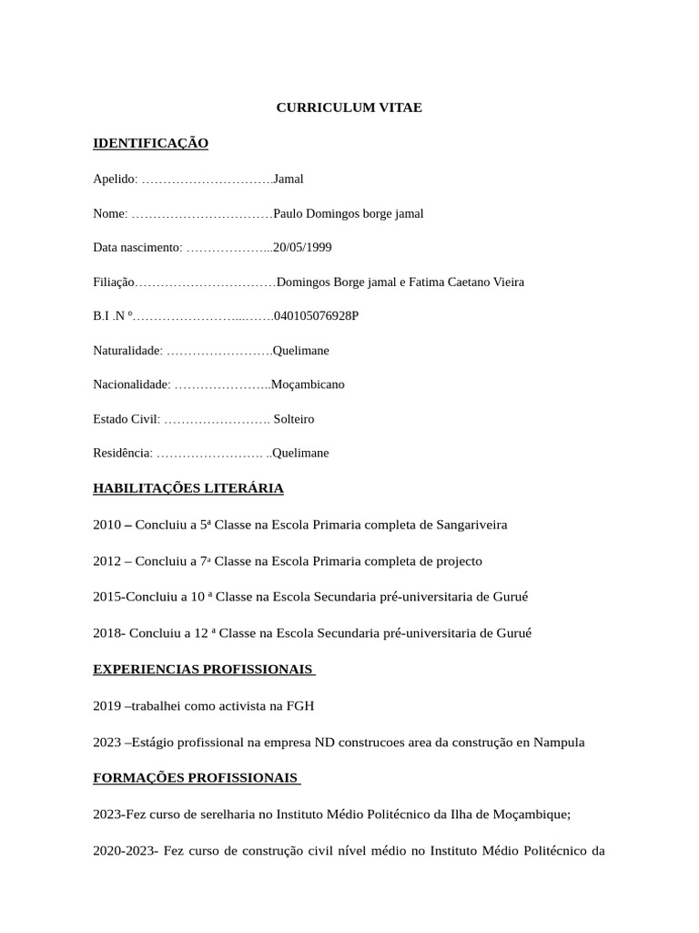 CV - PAULO - Docx 1 | PDF
