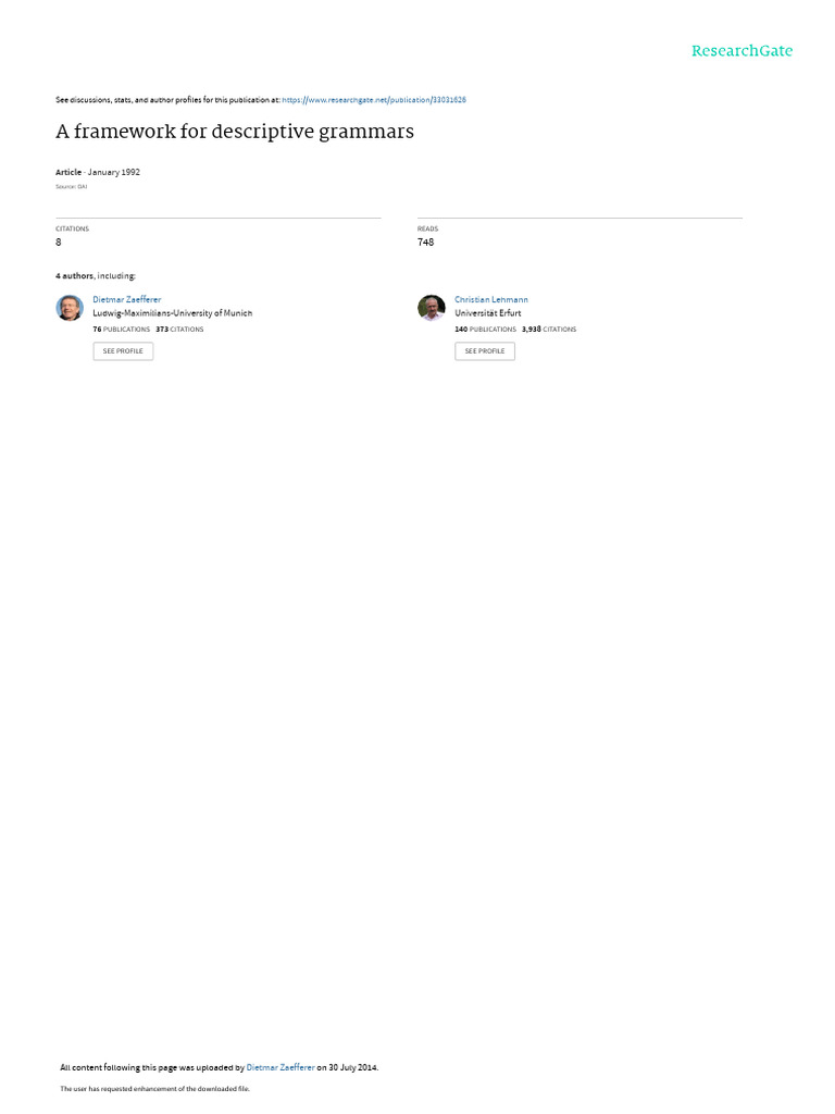 A Framework For Descriptive Grammars | PDF