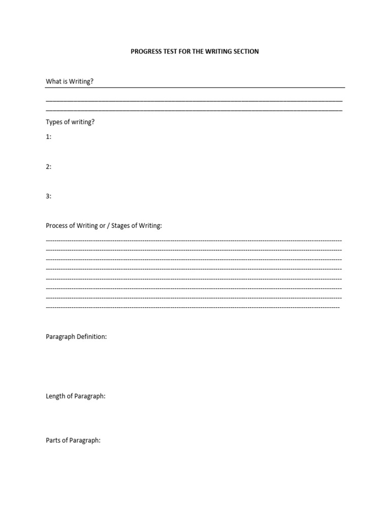 Writing Section Progress Test | PDF