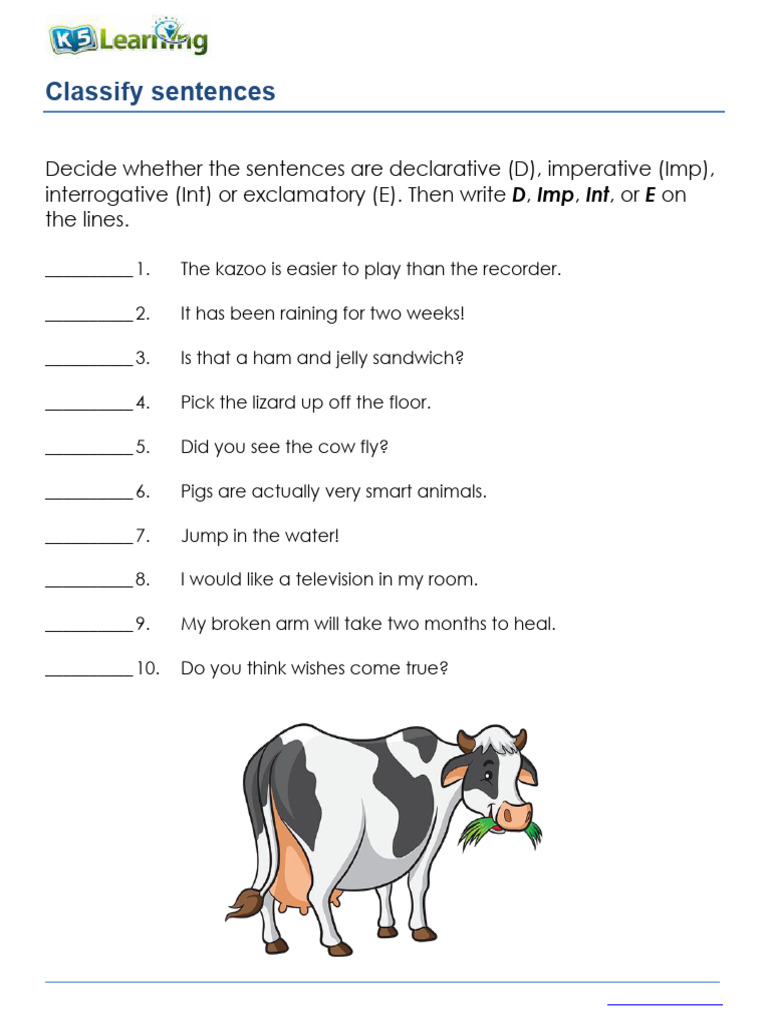 Grade 3 Classify Sentences Ysk 2 | PDF