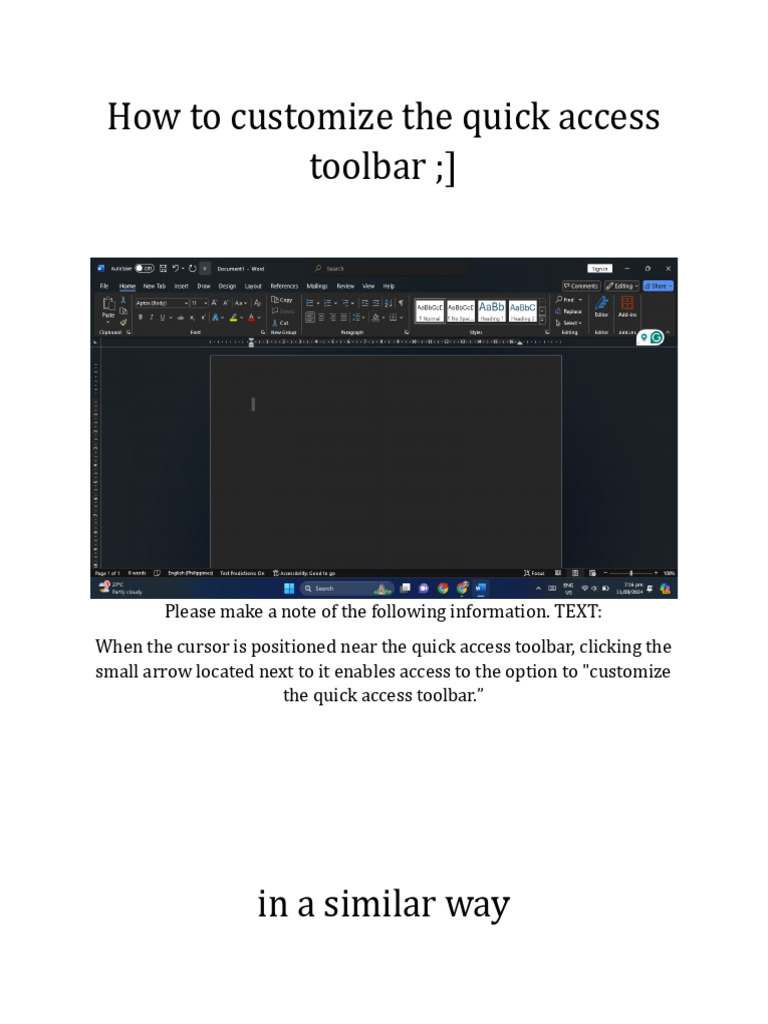 Activity 2 - Customizing Quick Access Toolbar - ORTEGA | PDF