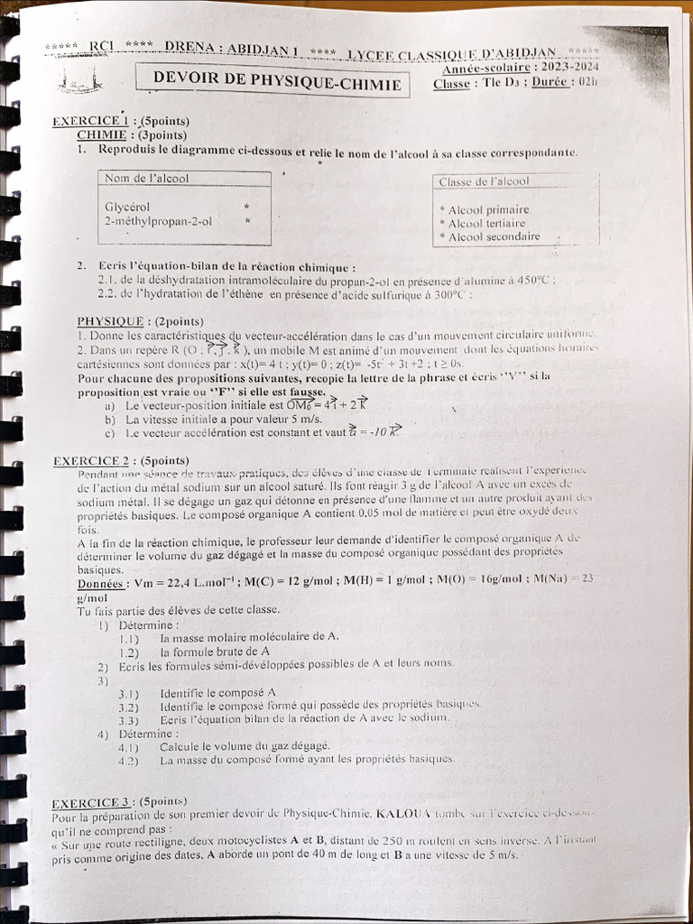 Sujets Sciences Physique 2 (LCA) | PDF