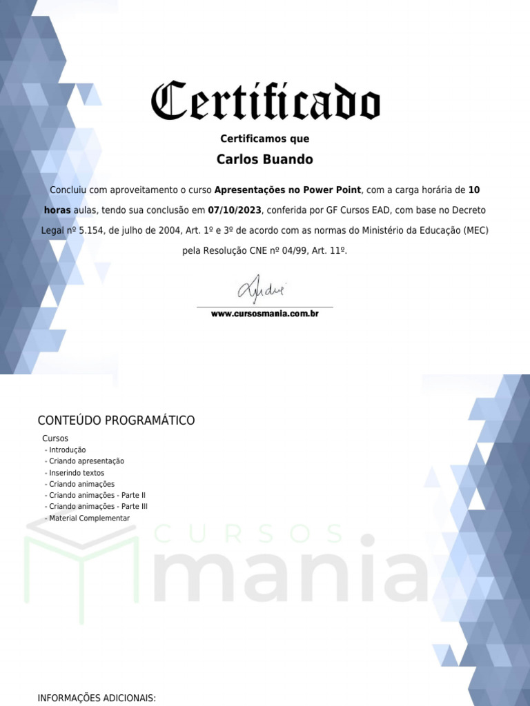 Certificado - POWER POINT | PDF