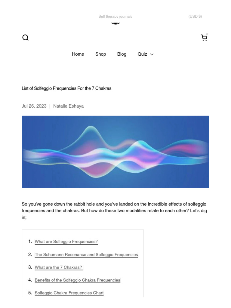 List of Solfeggio Frequencies For The 7 Chakras | PDF