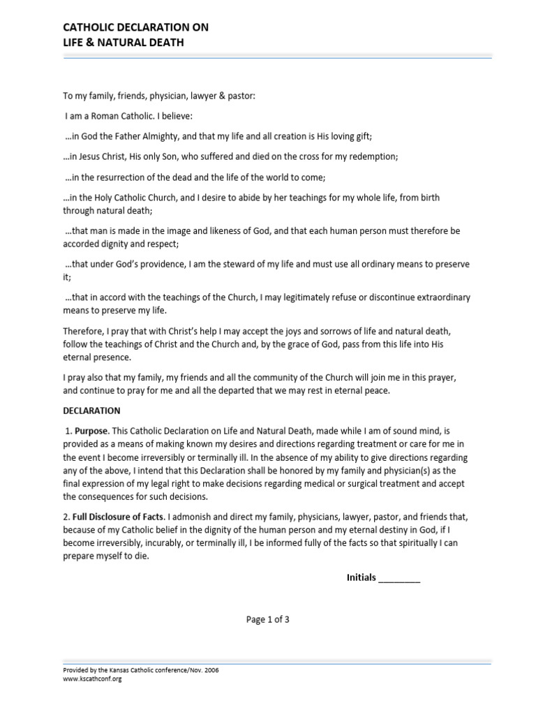 CATHOLIC-DECLARATION-ON-LIFE-NATUAL-DEATH | PDF