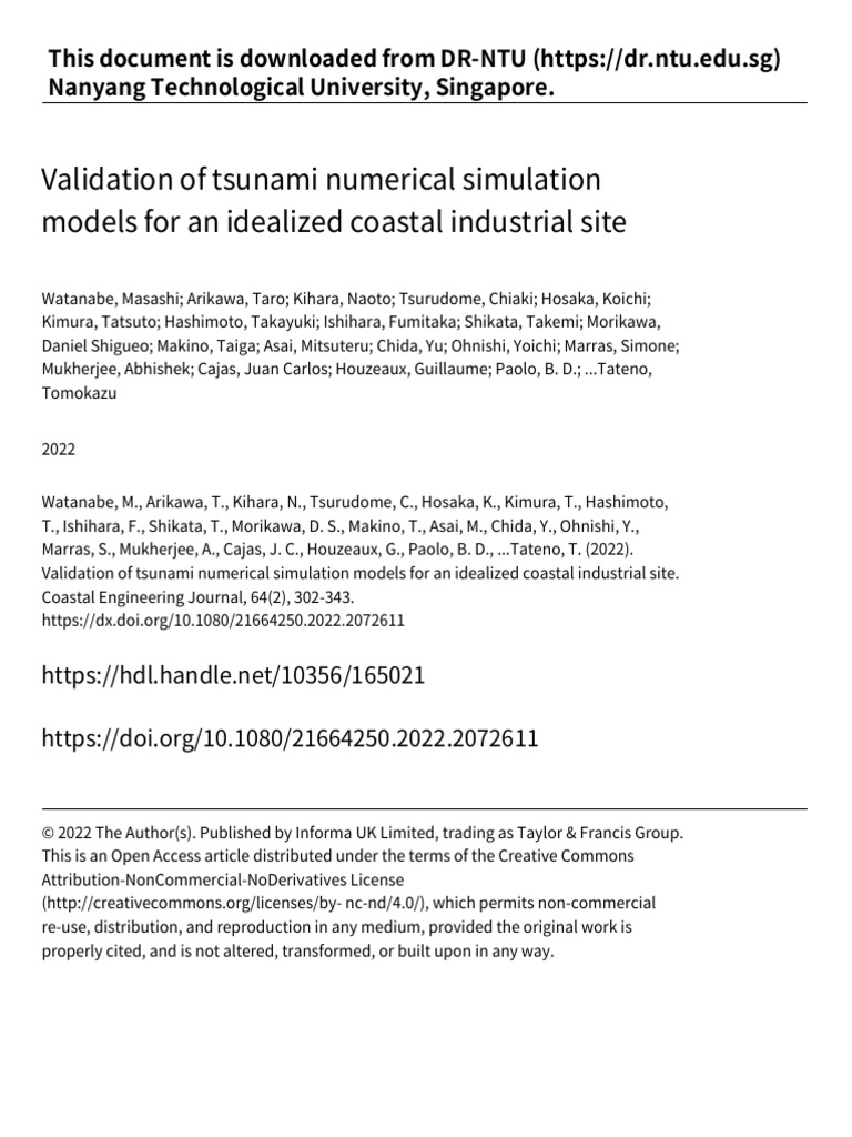 Validation of Tsunami Numerical Simulation Models For An Idealized ...