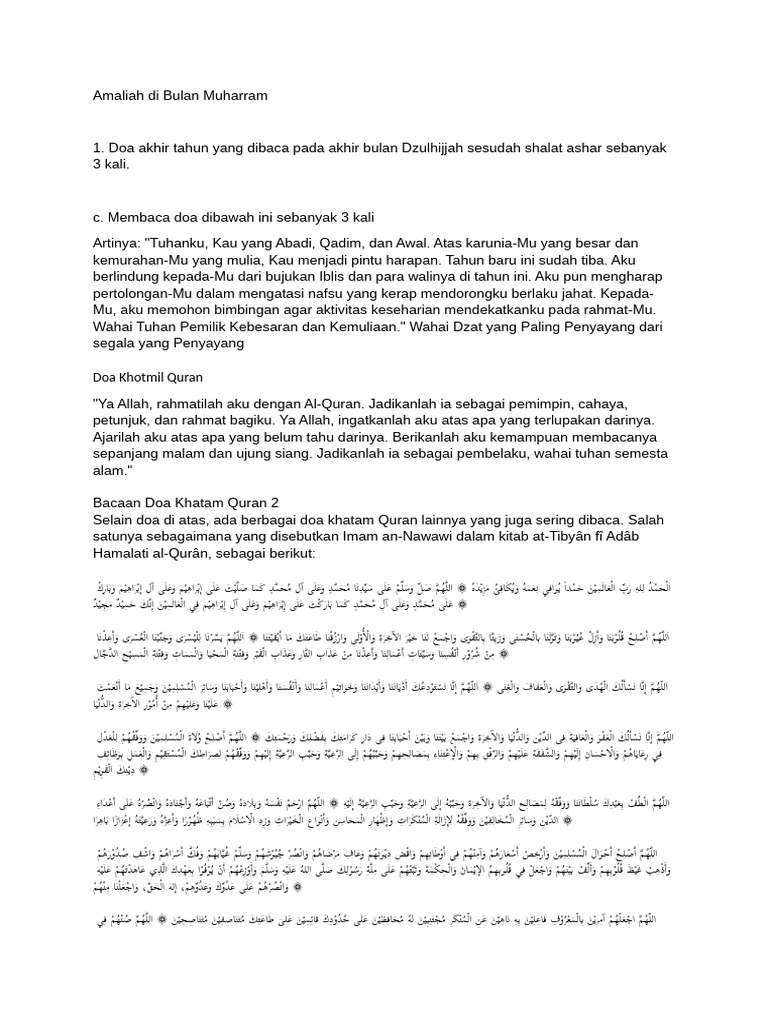 Amaliah Di Bulan Muharram | PDF