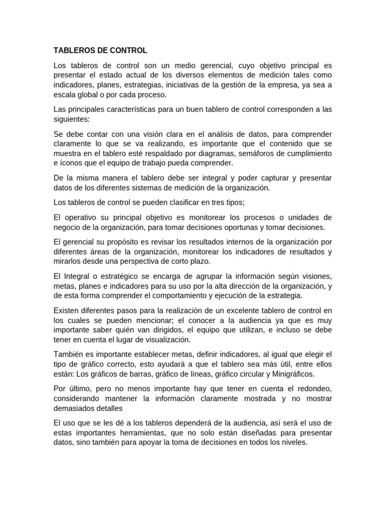 Tableros de Control | PDF