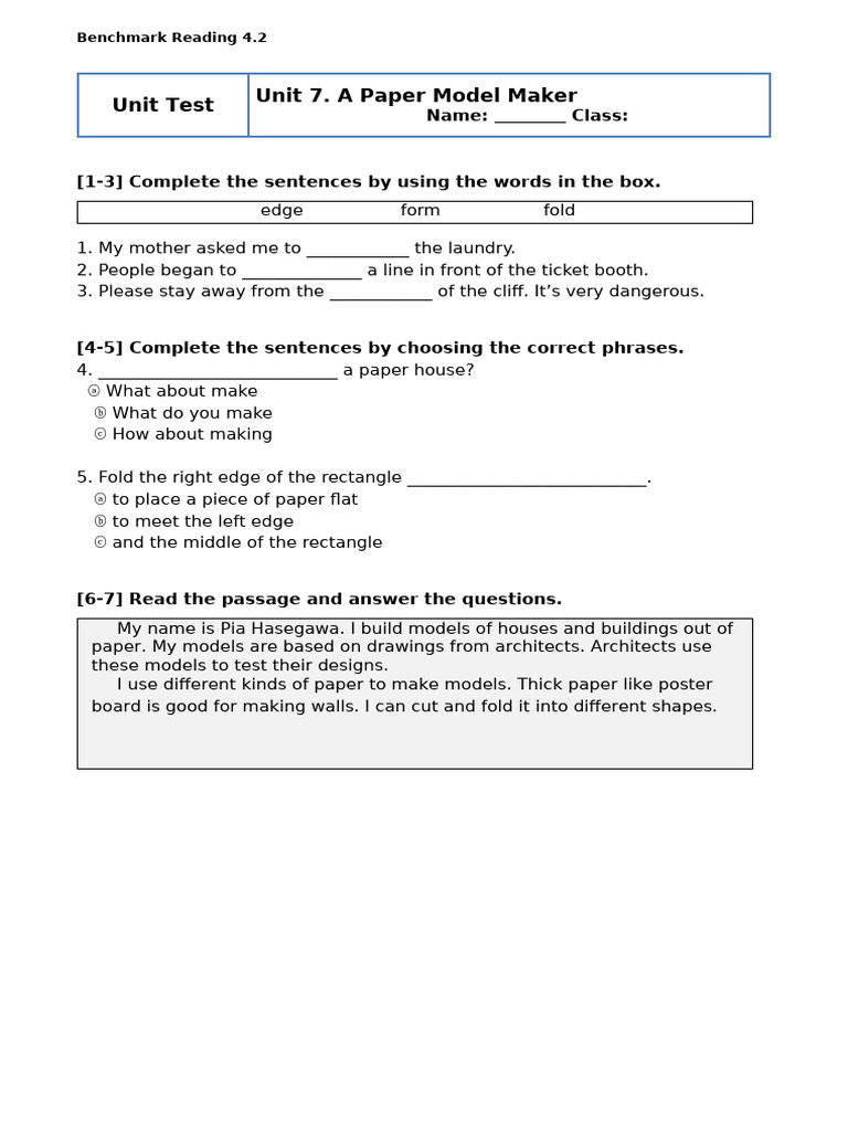 BR - 4.2 - Unit 7 - Test | PDF