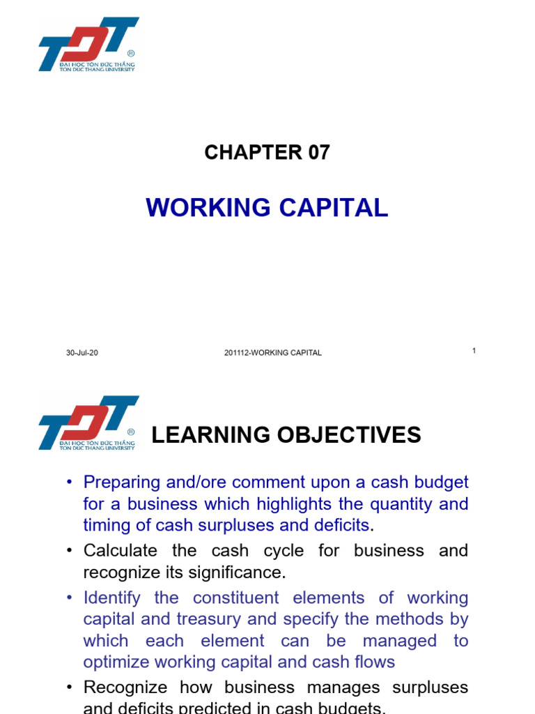 Chapter 7 - Working Capital | PDF