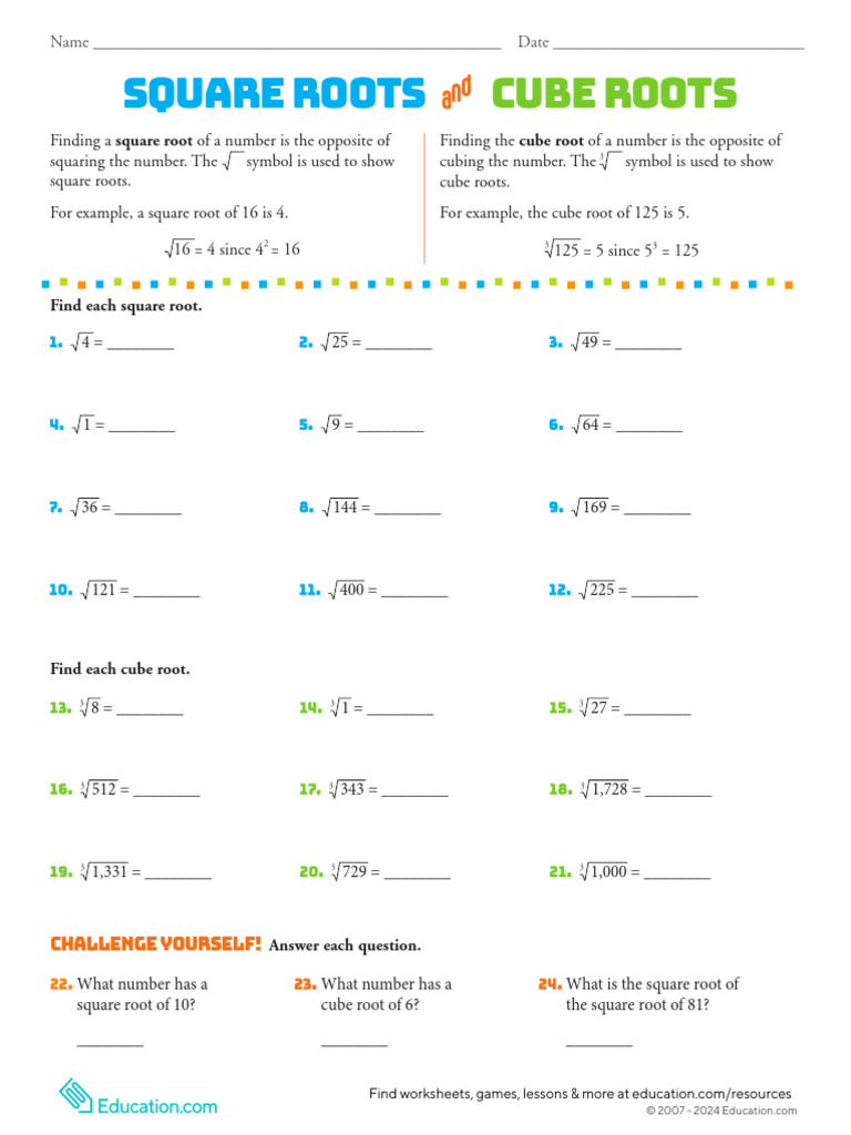 Building Exponents Squares Cubes Roots | PDF