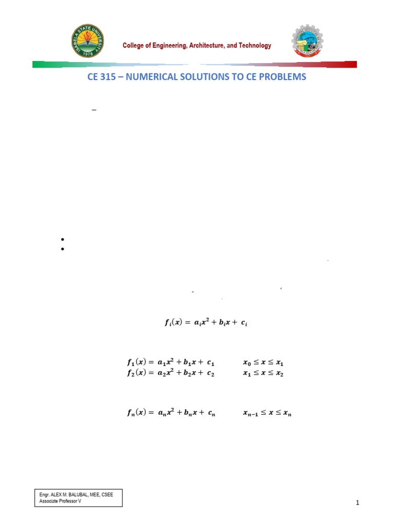 8th Module Cubic And Quadratic Spline Interpolation Pdf