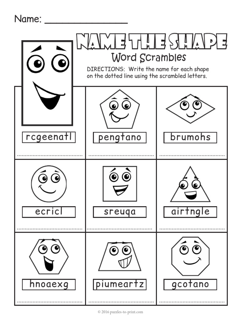Shapes Word Scramble | PDF