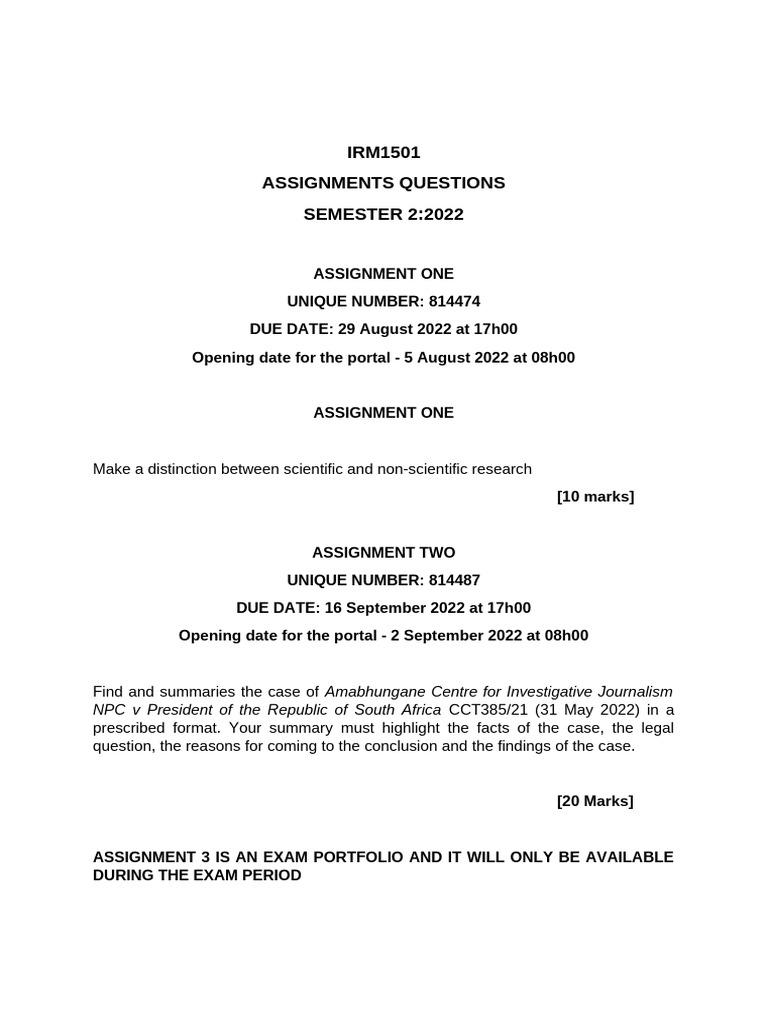 Assignment Questions - Semester - 2 - 2022 | PDF