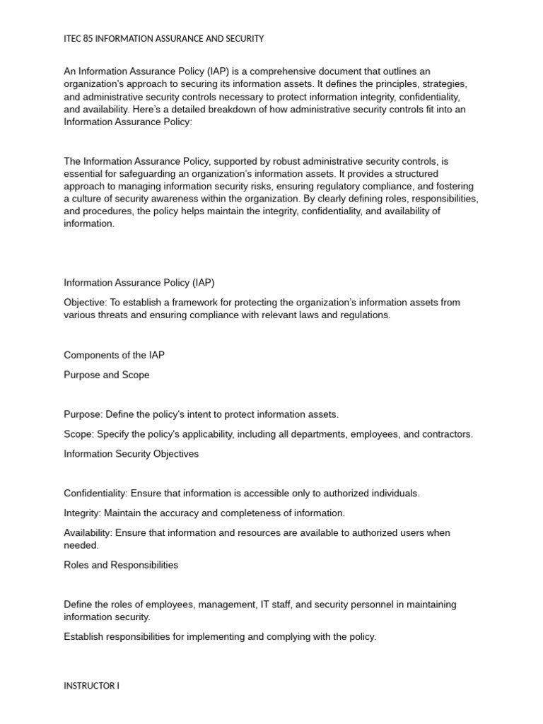 An Information Assurance Policy | PDF | Computer Security | Finance ...