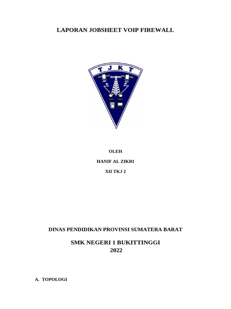 Laporan Jobsheet Voip Firewall - Hanif Al Zikri - Xii TKJ | PDF Laporan Jobsheet Voip Firewall - Hanif Al Zikri - Xii TKJ | PDF