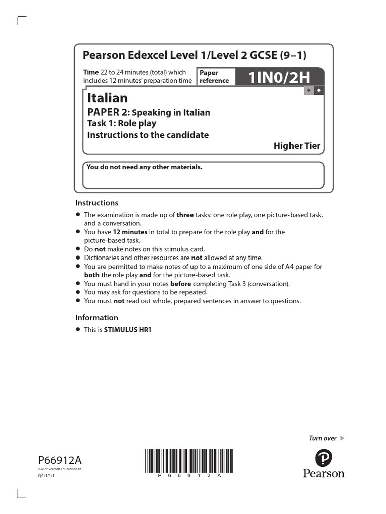 Edexcel GCSE Italian Speaking Exam Guide | PDF | Waiting Staff | United ...