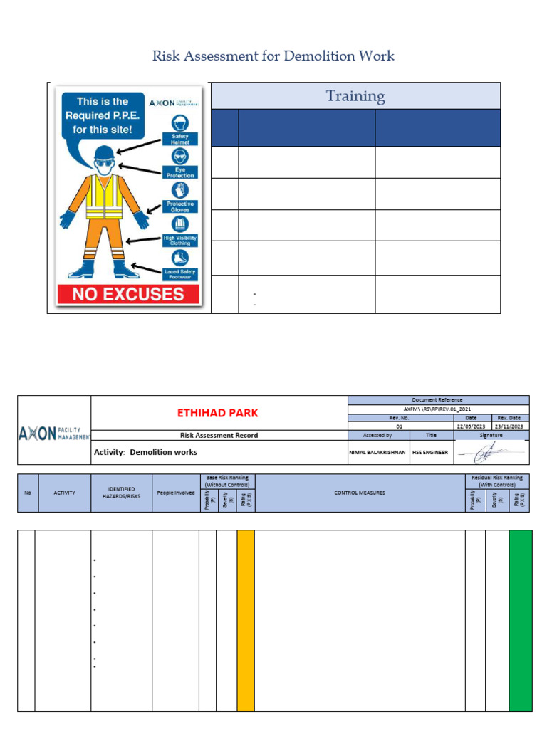 Risk Assessment For Demolition Works 1.0 | PDF