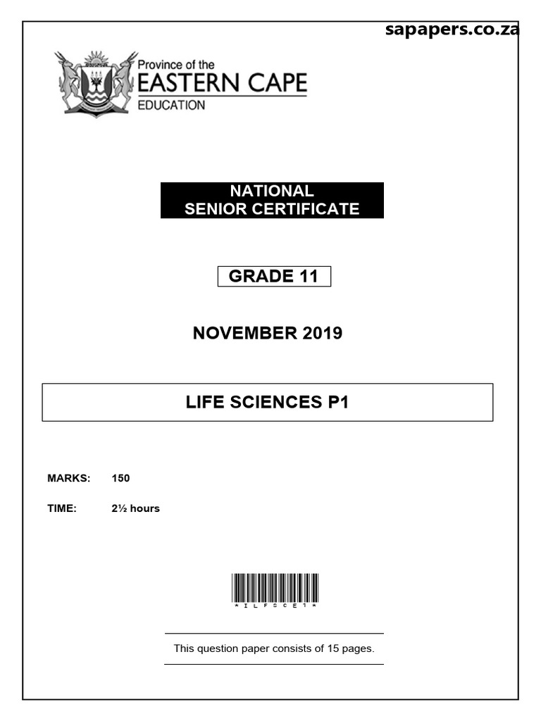Life Sciences p1 Gr11 QP Nov2019 - Eng D | PDF