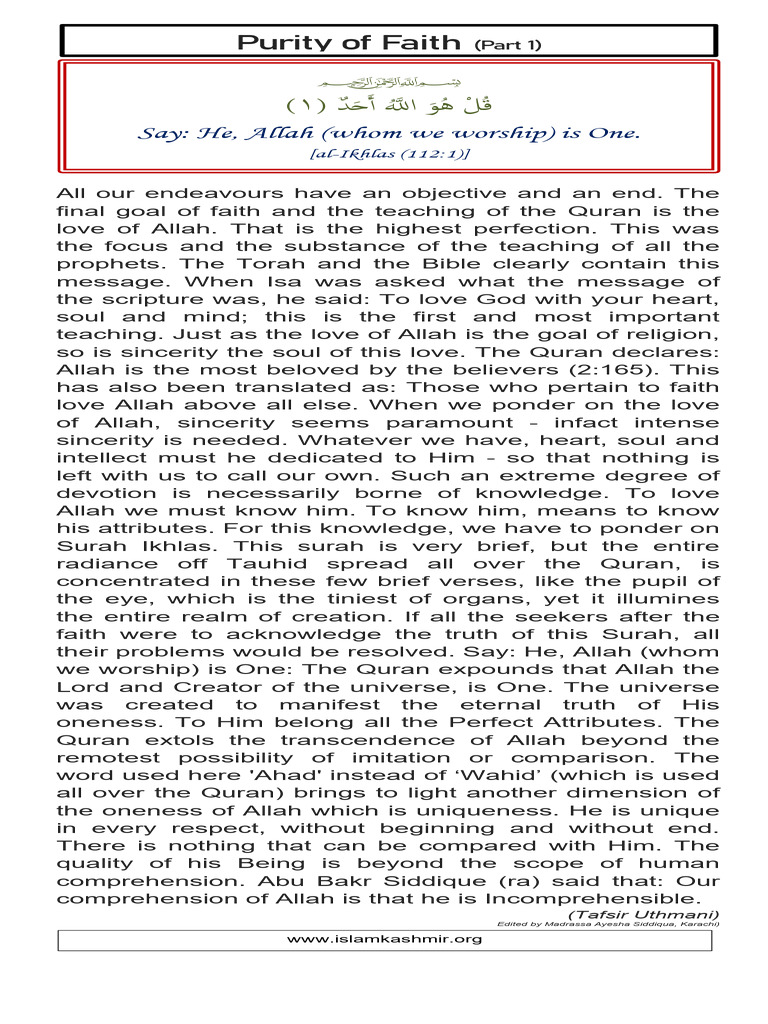 Purity of Faith | PDF