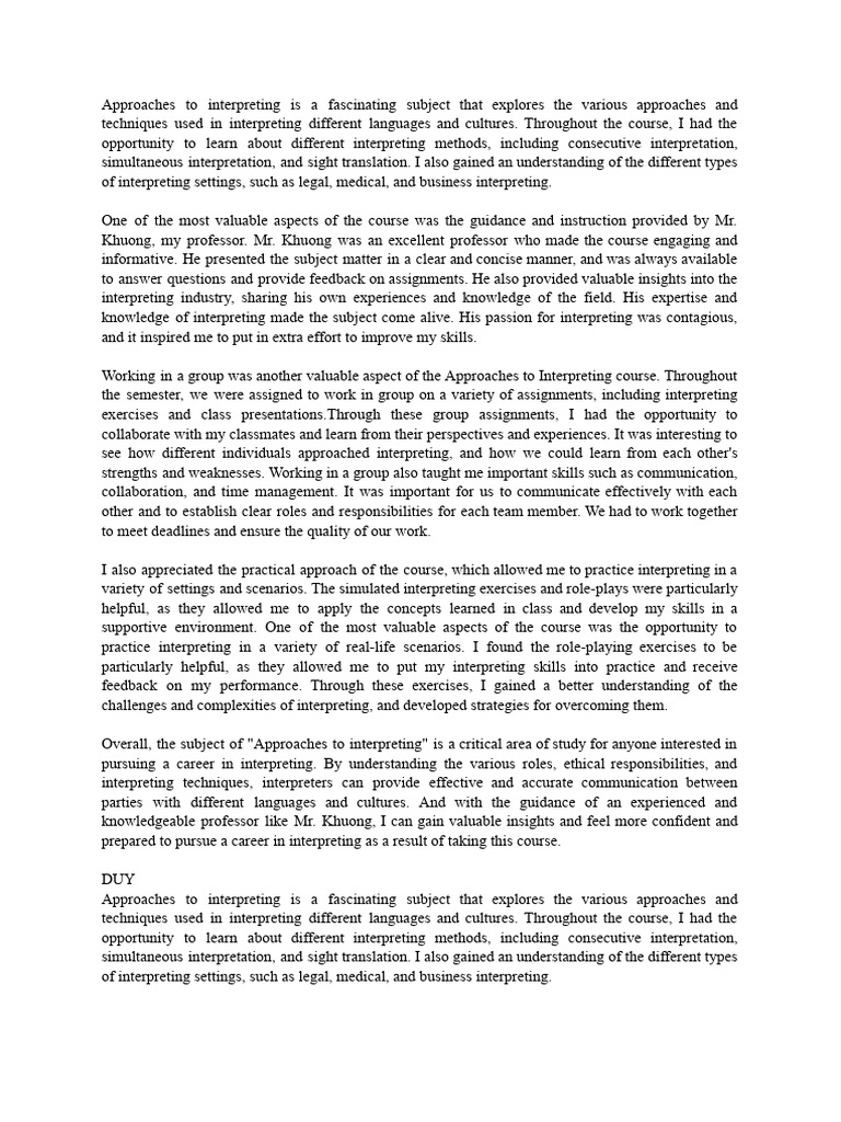 Approaches To Interpreting | PDF