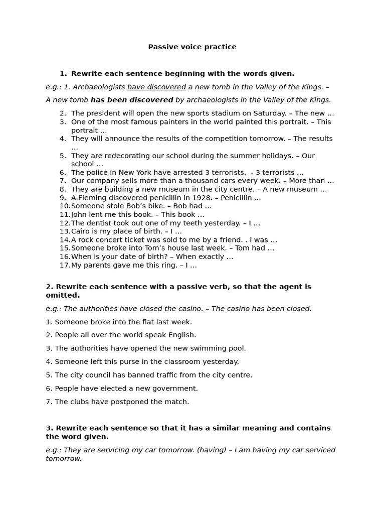 Passive Voice Practice | PDF