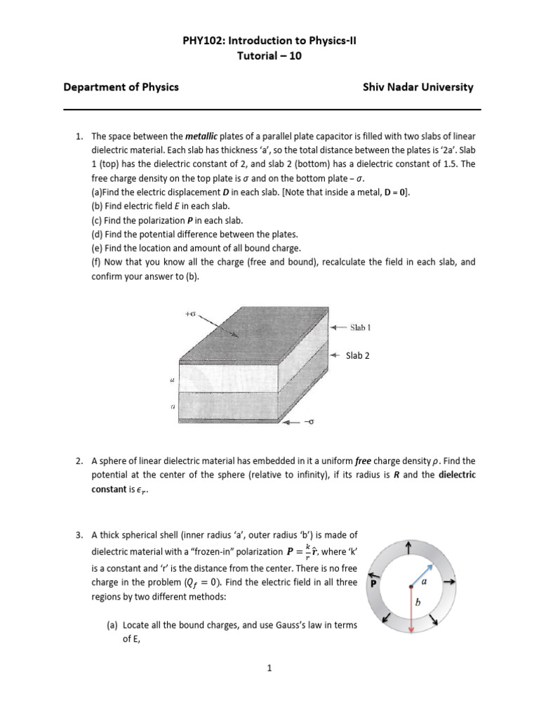 PHY102 - Tut 10 - 2024 | PDF