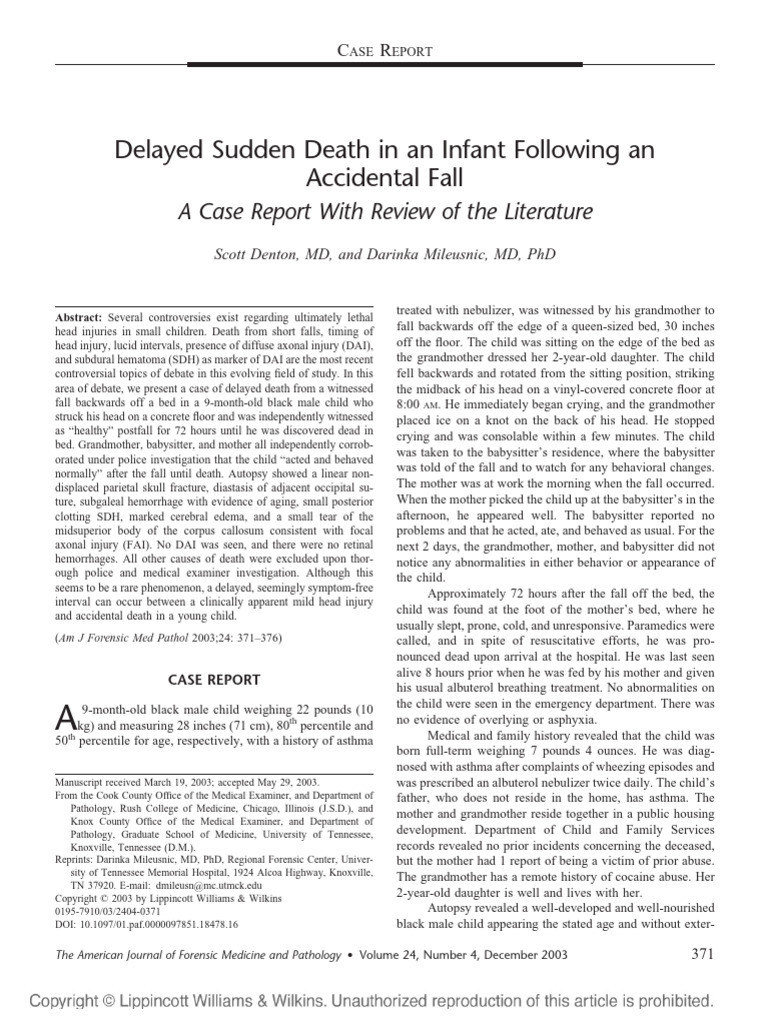 Delayed Sudden Death Denton Am JFor Med Path 03 | PDF
