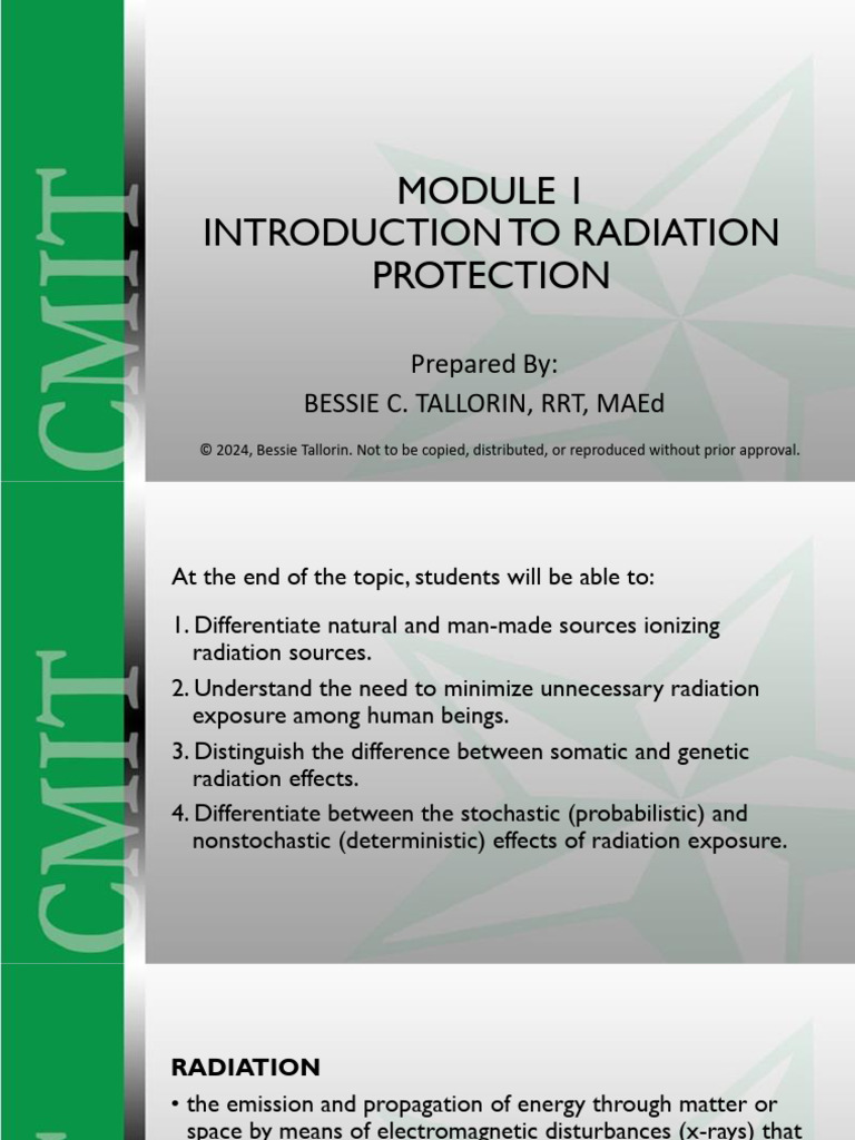 Module 1 - Introduction to Radion Protection Part 1 | PDF