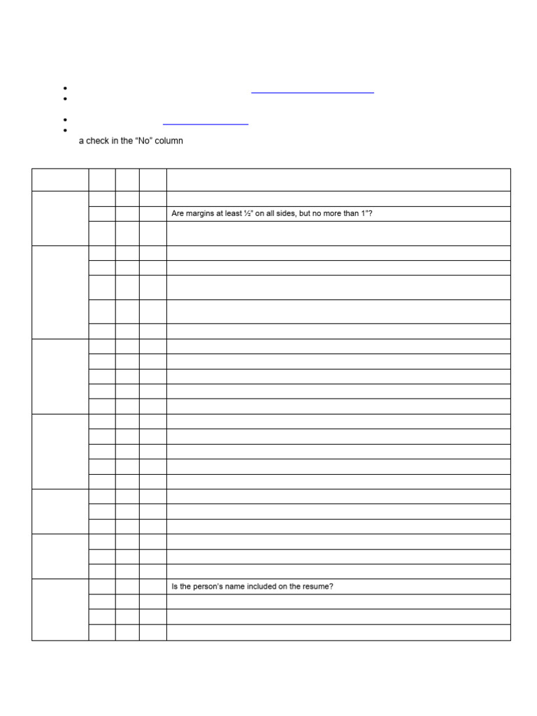 Resume Review Self Guided Checklist | PDF