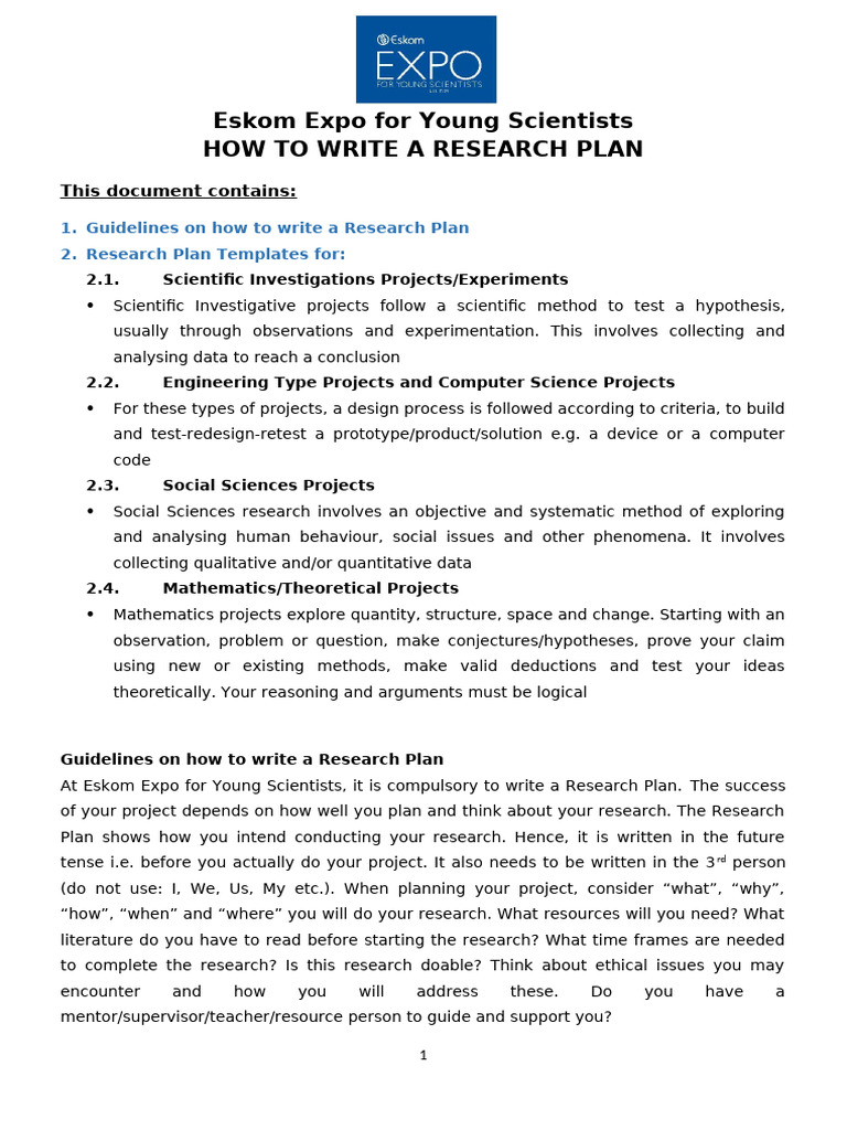 E22619ff Research Plan Template 2022 | PDF
