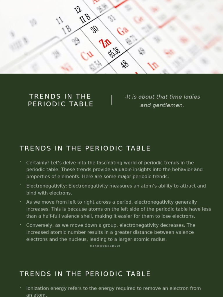 Trends in The Periodic Table | PDF