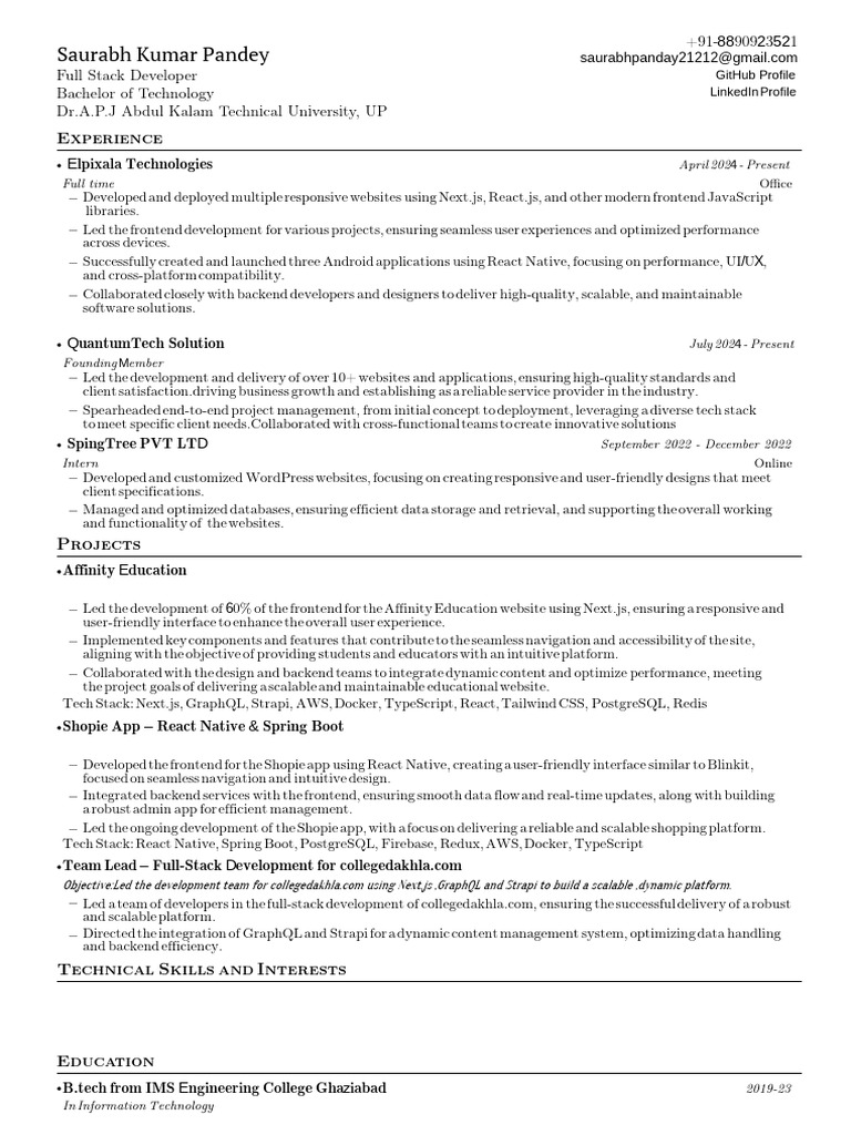 Saurabh's Resume | PDF