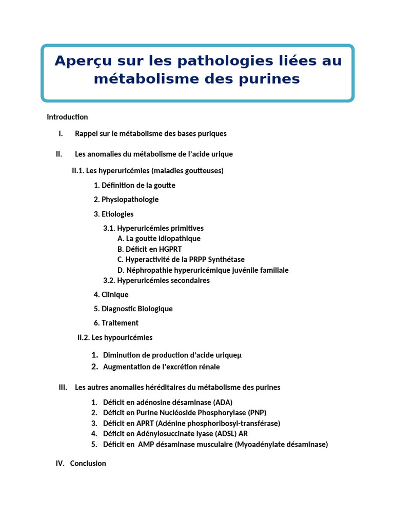 Pathologies Liées Au Purines | PDF