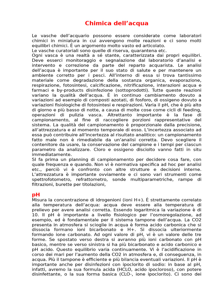 Chimica Dell'acqua. | PDF