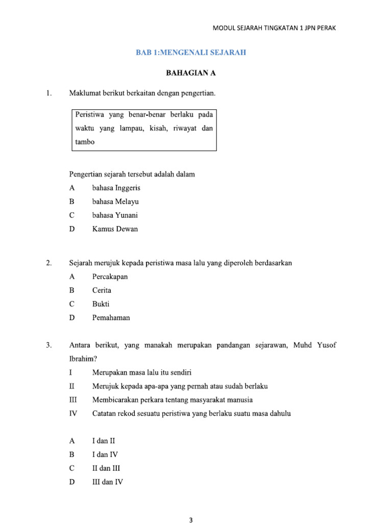 Soalan Objektif Bab 1 | PDF