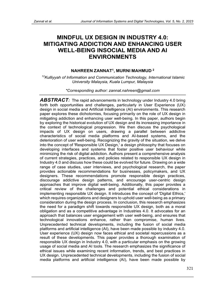 Mindful Ux Design in Industry 4.0 - Mitigating Addiction and Enhancing User Well-Being Insocial ...