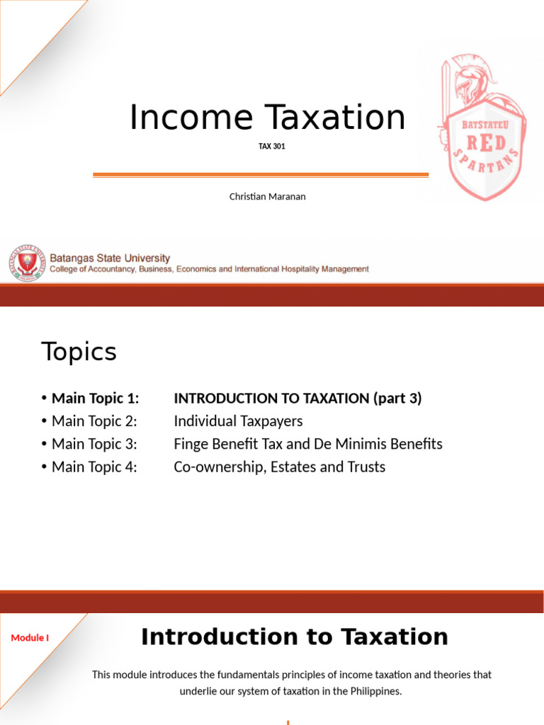 Income Taxation Module 1 Part 3 | PDF