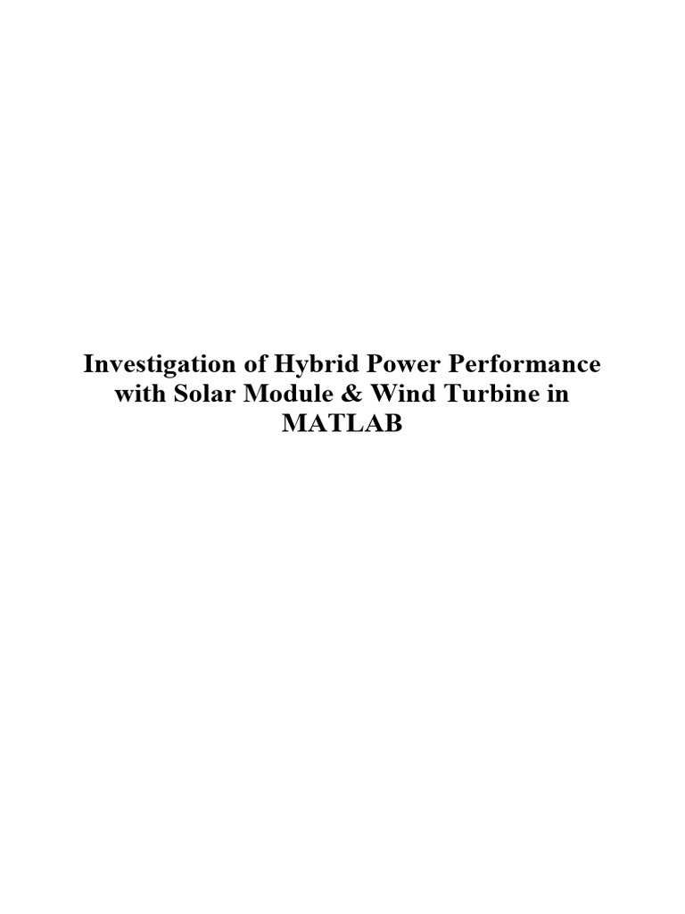 Investigation of Hybrid Power Performance With | PDF