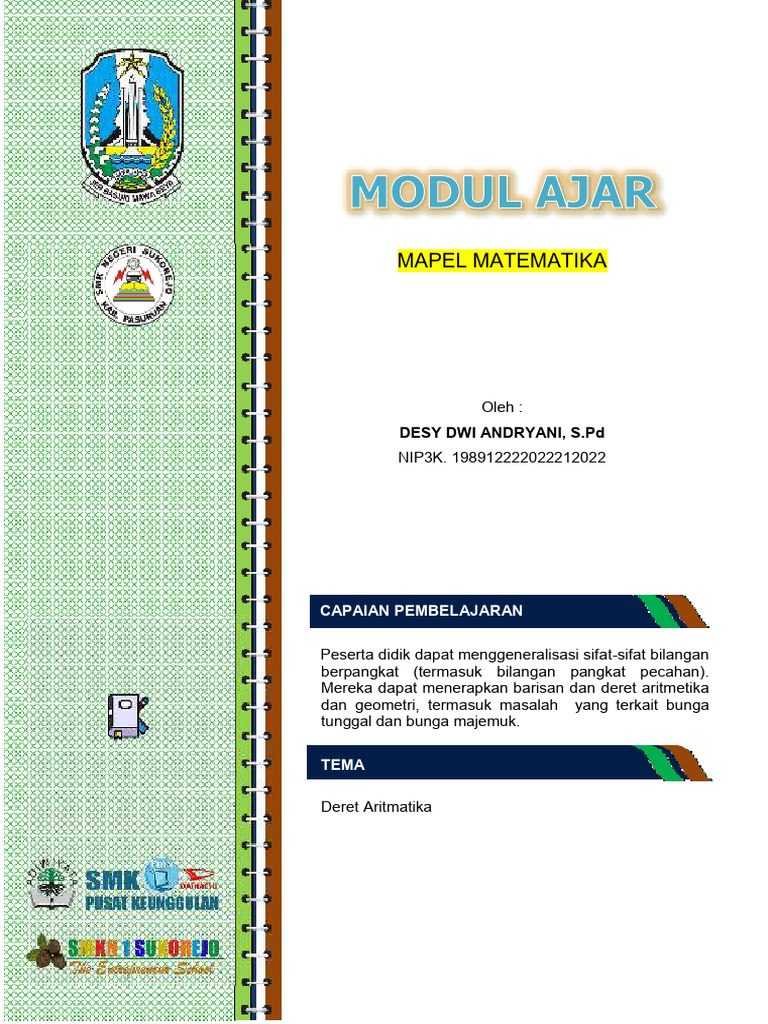 Modul Ajar Deret Aritmatika - Desy Dwi A | PDF