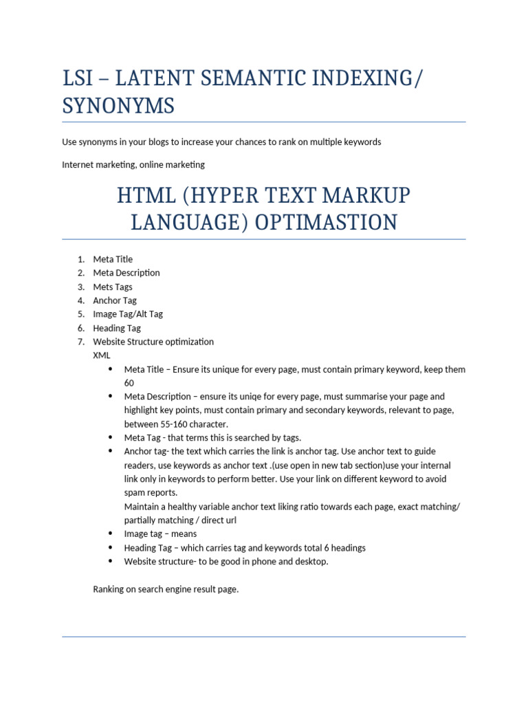 Lsi - Latent Semantic Indexing/ Synonyms | PDF