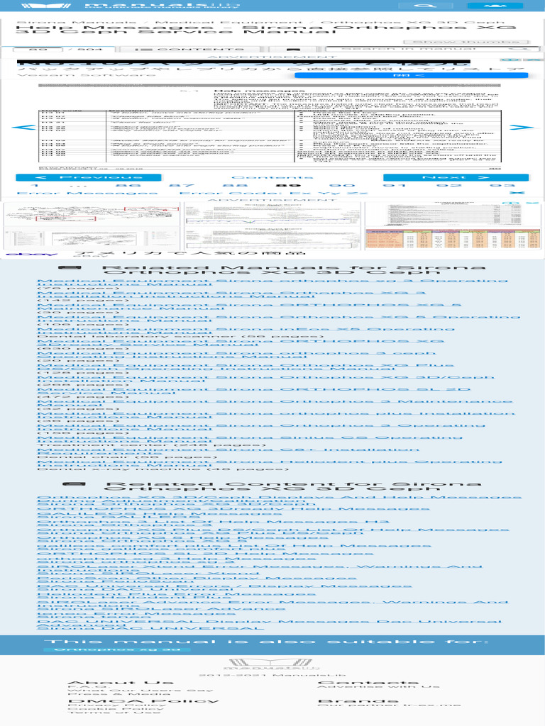 Help Messages - Sirona Orthophos XG 3D Ceph Servi | PDF