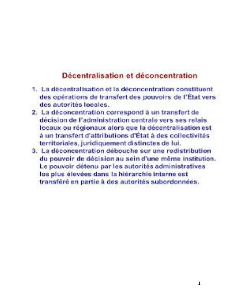 Decentralisation Et Deconcentration | PDF