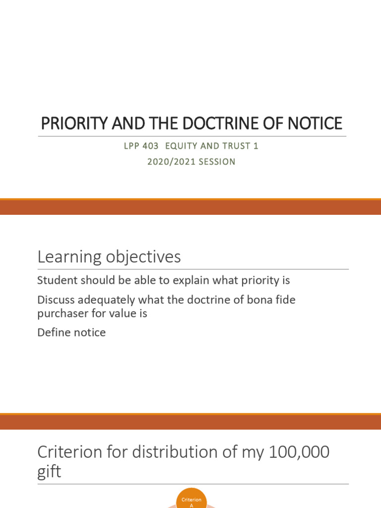Priority and The Doctrine of Notice | PDF | Mortgage Law | Law