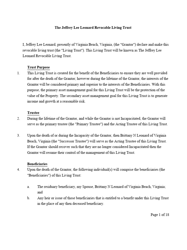 Revocable Living Trust | PDF